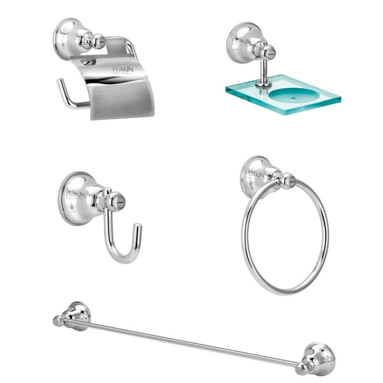 KIT ACESSÓRIOS DALLAS BANHEIRO 5 PEÇAS - Furkin Metais Sanitarios