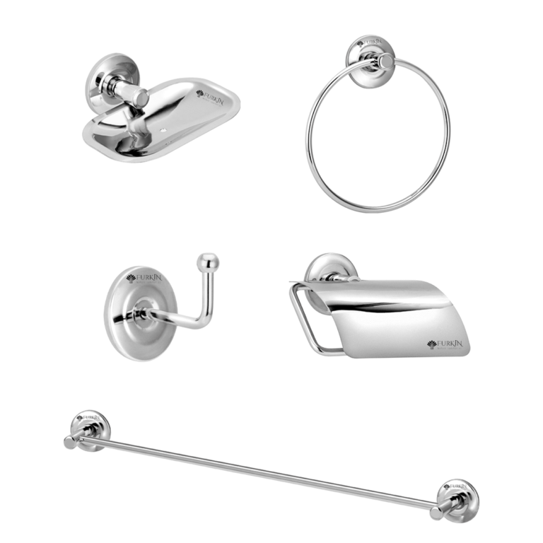 KIT ACESSÓRIOS STANDARD DE BANHEIRO 5 PEÇAS METAL E INOX - Furkin ...