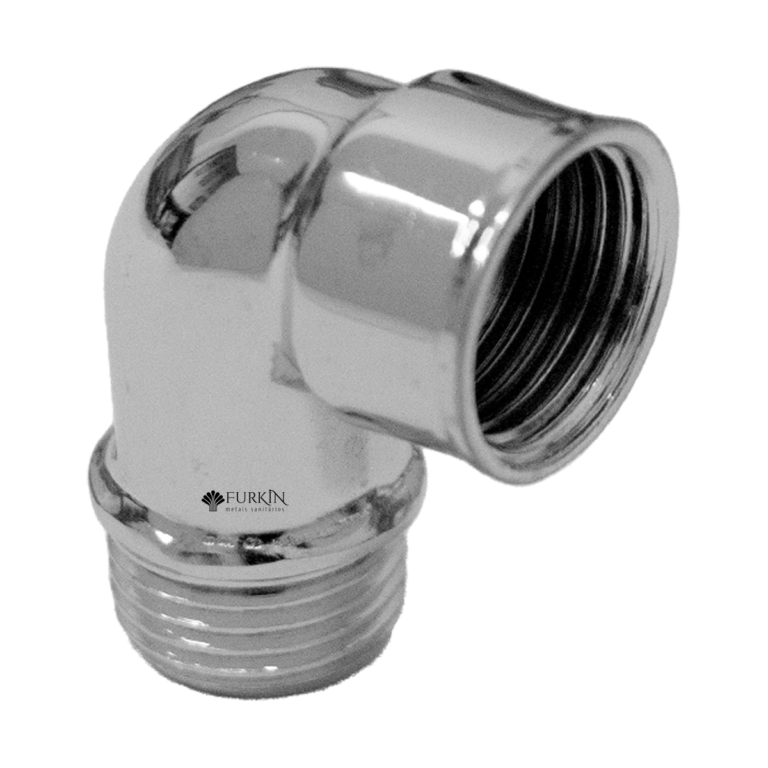 JOELHO LATAO 90° MACHO X FEMEA 1/2 CROMADO - Furkin Metais Sanitarios